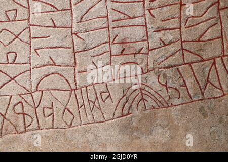 The Viking-era Rok runestone near the Lake Vattern and the town of ...