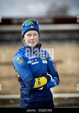 Sweden's Elvira Öberg at the shooting range ahead of the Biathlon ...