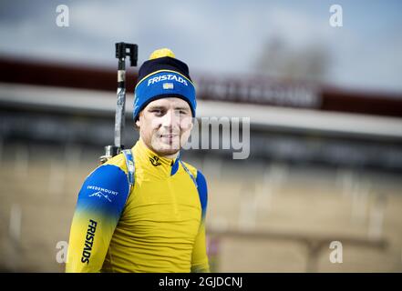 Jesper Nelin of, Sweden. , . at a training session ahead of the IBU ...
