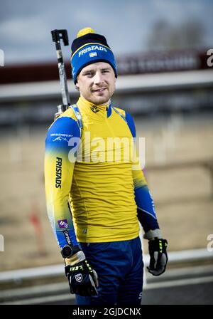 Jesper Nelin of, Sweden. , . at a training session ahead of the IBU ...