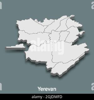 Yerevan vector map. Detailed map of Yerevan city administrative area ...