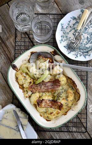 Cauliflower gratin with blue cheese and spicy bacon. Photo Janerik ...