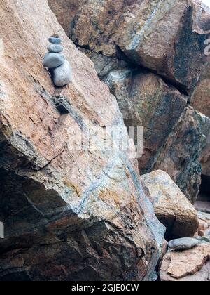 USA, Maine. Rock formations at the beach near Otter cliffs in Acadia ...