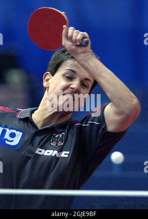 Germany's Timo Boll in action during the game against Zhang of China ...