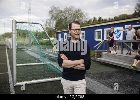 Prince Daniel visits local football club IFK Viksjo north of Stockholm ...