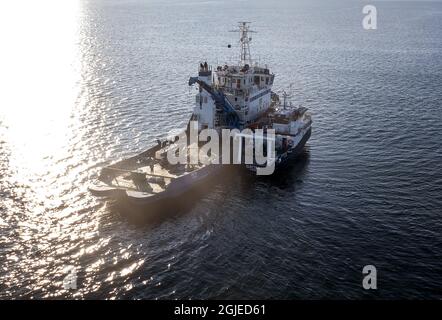 TALLINN 20210711 An ariel picture of the ship Electra af Asko and the ...