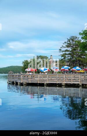 USA, New Hampshire, Meredith. Town Dock, Lake Winnipesaukee Stock Photo ...