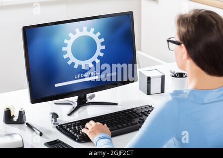 Installing Software Update Progress. Computer Loading Patch From Internet Stock Photo - Alamy