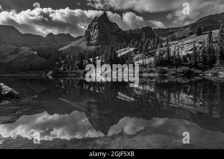 Sundial Peak reflected in Lake Blanche is an icon of Wasatch Mountains ...