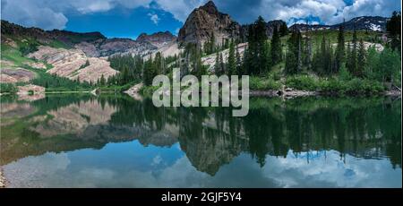 Lake Blanche and Sundial with reflection, Uinta-Wasatch Cache National ...