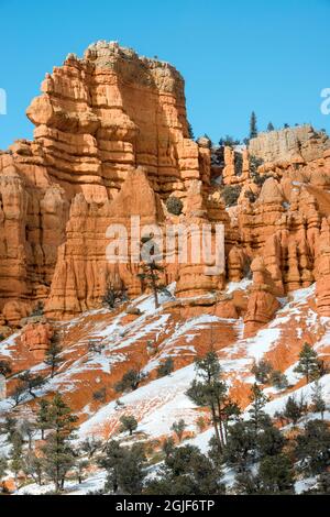 USA, Utah. Spring snow in Red Canyon, Dixie National Forest Stock Photo ...