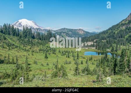Mt. Rainier and Little Lake Tipsoo, Mt. Rainier National Park ...
