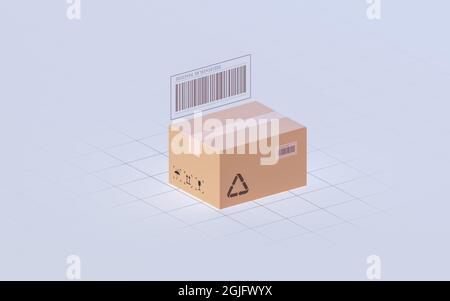 Carton and bar code, commodity inspection and transportation, 3d ...