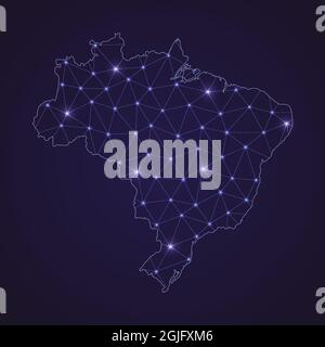 Network map of Brazil. Country digital connections map. Technology ...