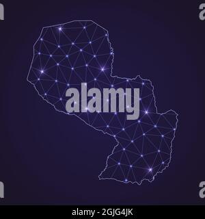 Network map of Paraguay. Country digital connections map. Technology ...