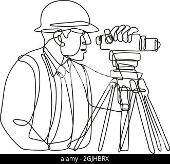 continuous single line drawing of civil engineer or architect with ...
