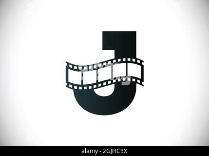Initial M monogram alphabet incorporated with film reel. Video and movie logo concept. Font ...