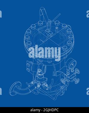 Industrial air filter with taps and pressure gauge Stock Vector Image ...