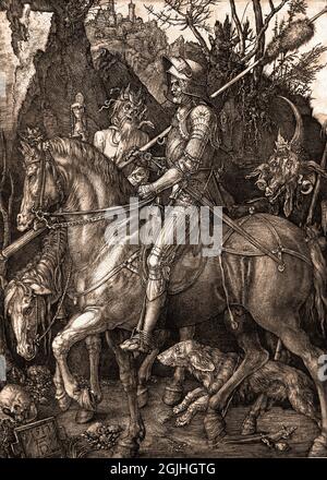 Albrecht Dürer, Knight, Death and the Devil, a copperplate engraving ...