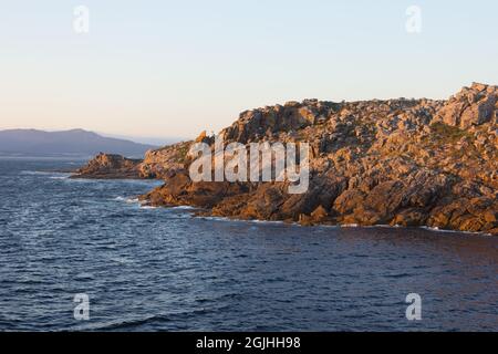 Marine views of the Atlantic Ocean, with calm sea and rocky coast Stock ...