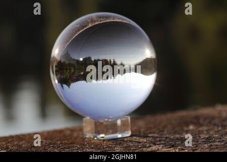 a beautiful landscape photographed through a lens ball Stock Photo - Alamy