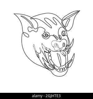 Continuous line illustration of a wild pig, hog, boar or razorback head ...