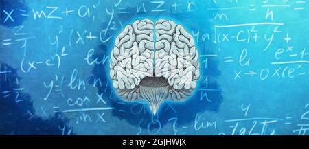 Human brain and mathematical formulas Stock Photo - Alamy