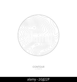 White Topographic map circle logo concept.Topo map elevation lines ...