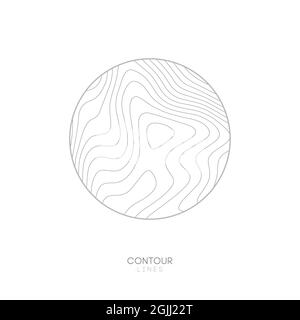 White Topographic map circle logo concept.Topo map elevation lines ...