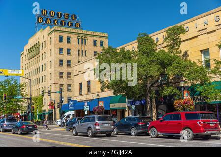 BOZEMAN, MT, USA - AUGUST 24, 2021: The legendary Hotel Baxter building ...