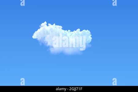 lone cloud on blue sky backdrop isolated - digital nature 3D rendering ...
