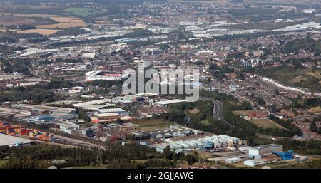 aerial view of Rotherham town centre Stock Photo - Alamy
