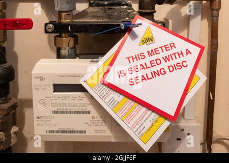 Gas meter safety sign Stock Photo - Alamy