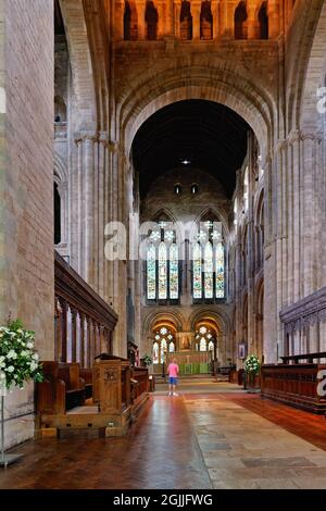 Interior of the historical 12th. century Romsey Abbey Hampshire England ...
