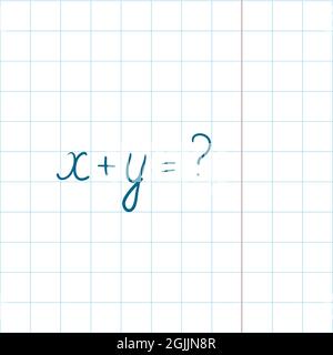 Free hand drawing of school copybook sheet and sign x plus y and ...