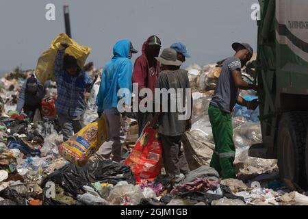 Men, women and children work as scavengers in the municipal garbage ...