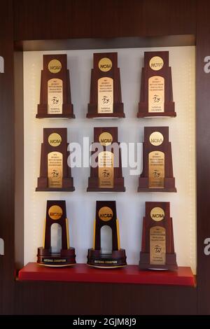 NCAA Championship trophies on display at the Colich Track and Field ...