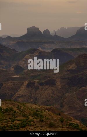 Ethiopian highlands. Foothills of the Simien mountains between Addi ...