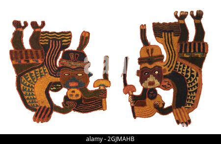 Precolumbian Peruvian textile fragment. Peru. Tapestry depicting ...
