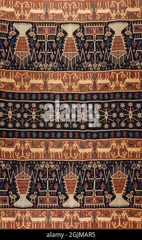 Detail of a warp ikat decorated hinggi from Sumba Indonesia Heraldic ...