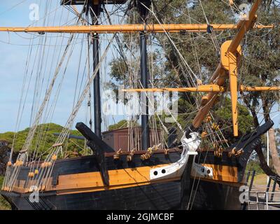 Replica of the Brig Amity sailing ship from the time of colonialization ...