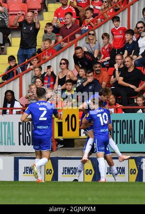 Cheltenham Town's Matty Blair celebrates with his team mates after ...