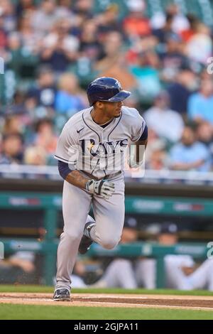 Tampa Bay Rays' Wander Franco, center, during a baseball game against ...