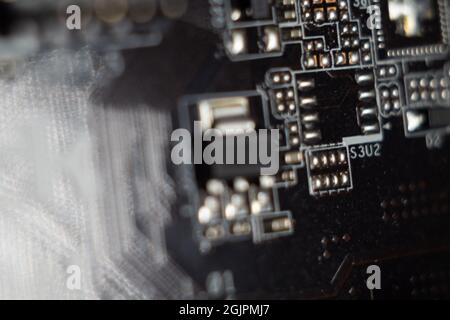 A closeup of ports on a mobo or main printed circuit board Stock Photo ...