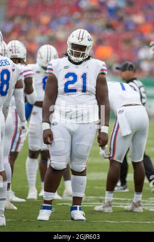 Florida defensive lineman Desmond Watson performs a drill during the ...