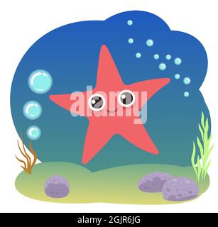 Star fish cartoon style on white background Stock Vector Image & Art ...