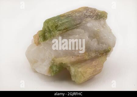green tourmaline mineral sample on matrix Stock Photo - Alamy
