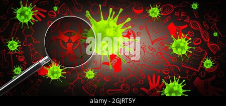 Dangerous corona virus, SARS pandemic risk concept. 3D illustration ...