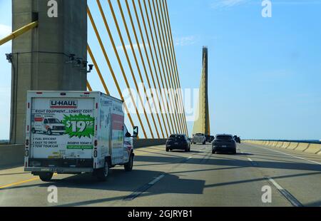 The view of William V Roth Bridge above the Chesapeake Canal near ...