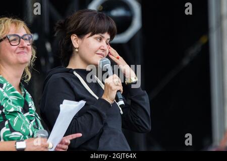 Afghan film director Sahra Mani during the Fete de l'Humanite 2021 in ...